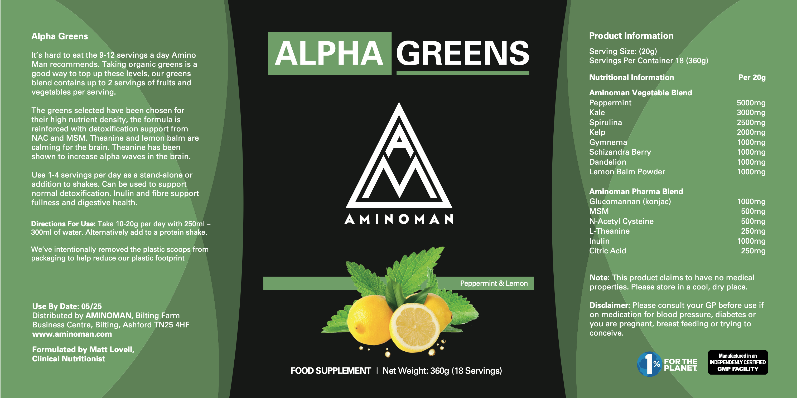 Alpha Greens Superfood Powder (Original) - Spirulina Blend – Amino Man