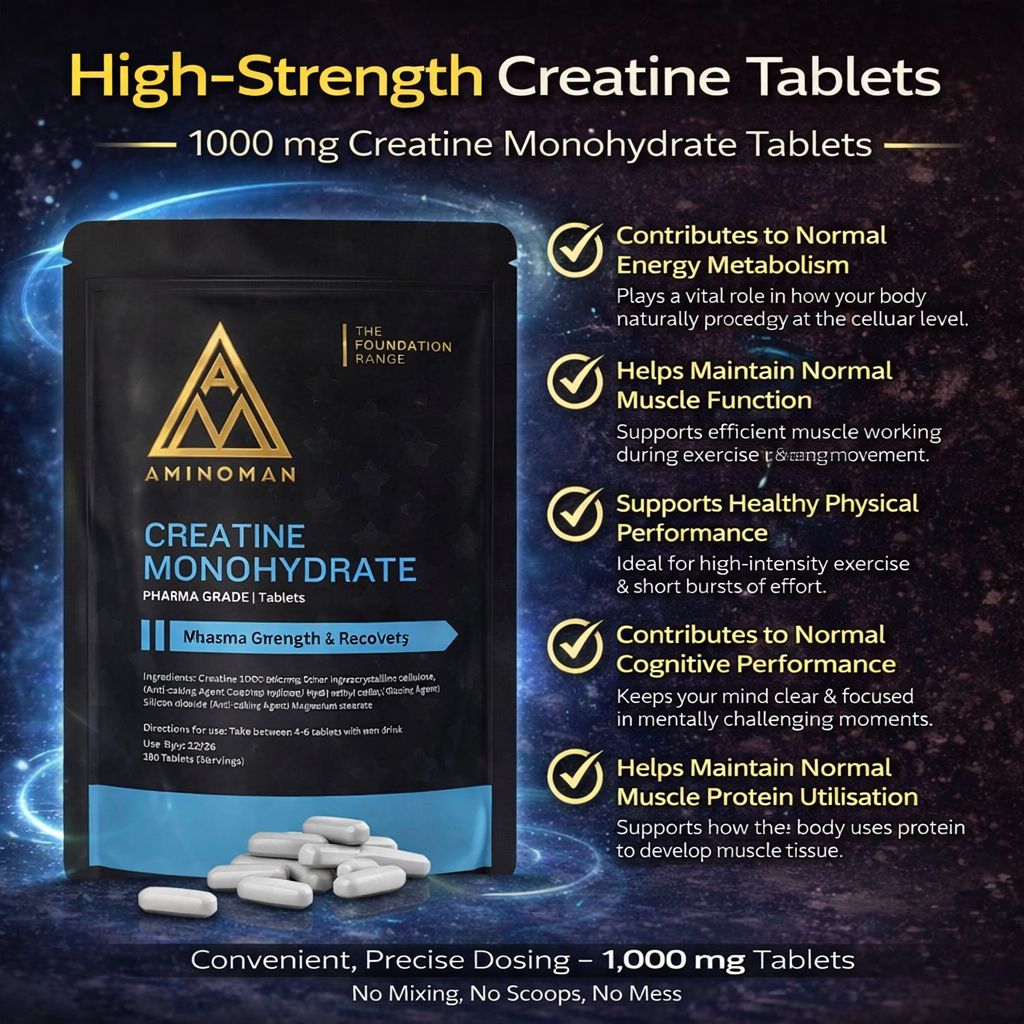 High-Strength Creatine Monohydrate Tablets (1000 mg) – Amino Man
