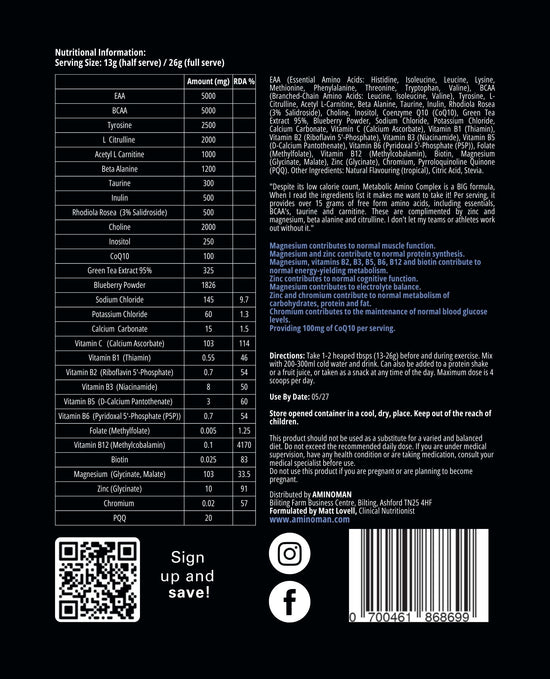Metabolic Amino Complex – Non-Stim Pre-Workout EAA Formula with BCAA 8 ...
